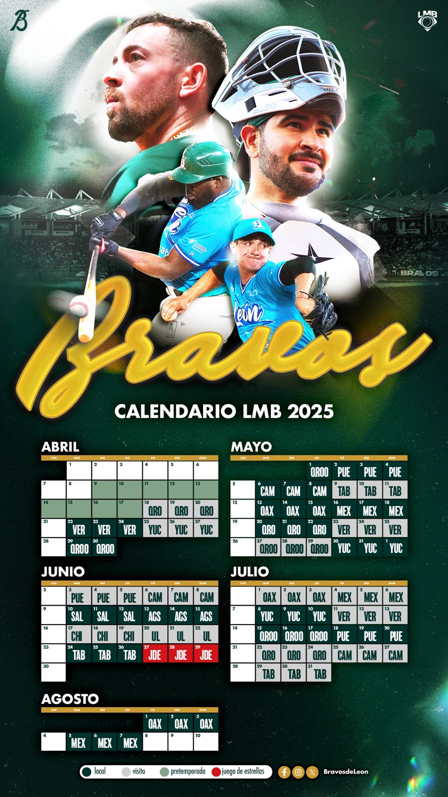 Conocen los Bravos su calendario para la temporada 2025 en la LMB ...